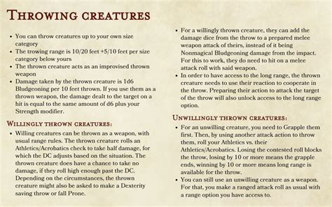 Throwing Creatures 5e Runearthedarcana