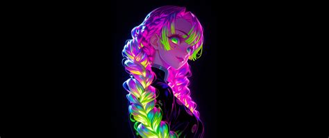 Mitsuri Kanroji Wallpaper 4k Neon Art
