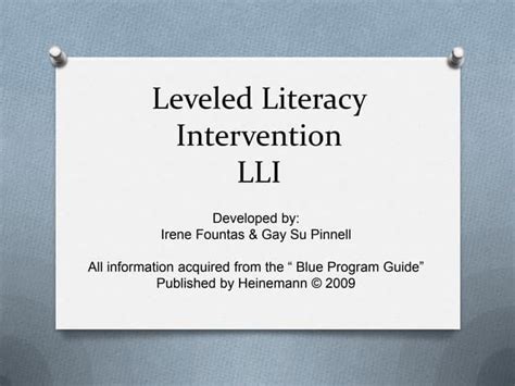 Leveled Literacy Intervention Pptx