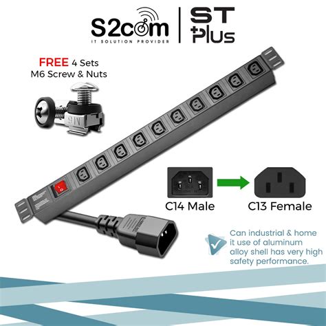 1u Rackmount C14 Input To 10 Unit C13 Output Pdu 250v 10a 18m