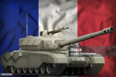 프랑스 국기 배경에 무거운 탱크 3d 일러스트레이션 교통수단에 대한 스톡 사진 및 기타 이미지 교통수단 군사 기 Istock