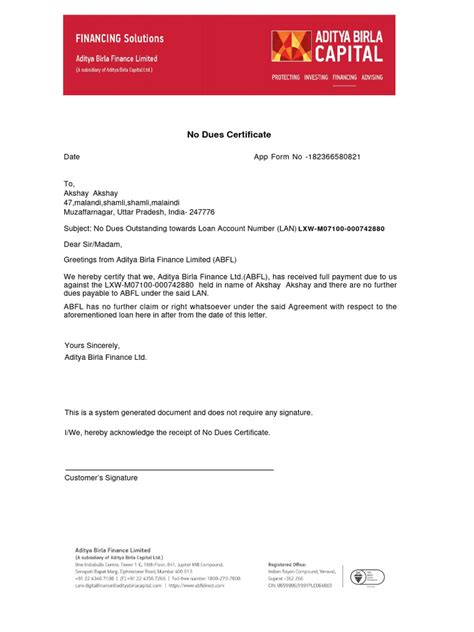 No Due Certificate Ndc Mv Pdf