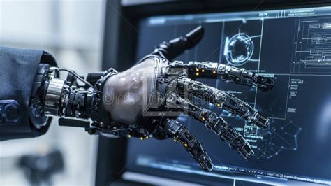 Innovative Robotic Hand Interaction Laboratory Technology Showcase Futuristic Environment Close