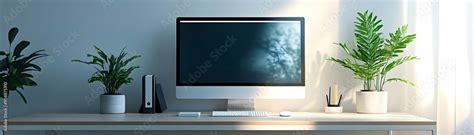 Monitor And Mouse With Efficient Workflow Text Isolated On White Background Concept As Camera