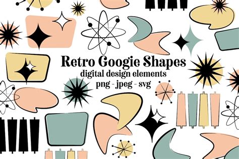 Retro Googie Shapes Design Elements Mid Century Modern Icons Etsy