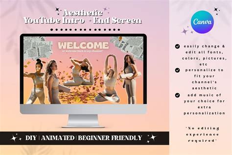 Diy Animated Youtube Intro And End Screen Canva Template Etsy Intro