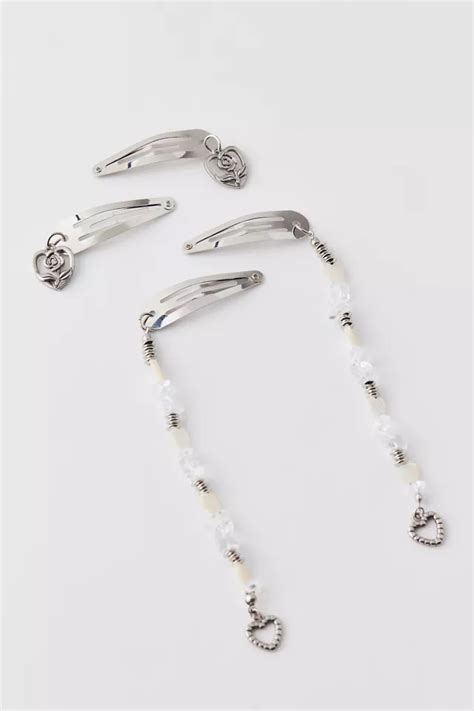 Heart Charm Snap Clip Set Urban Outfitters