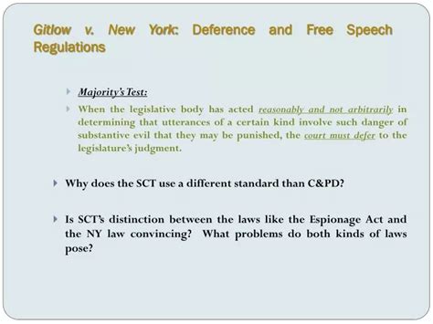 PPT Gitlow V New York Deference And Free Speech Regulations PowerPoint Presentation ID