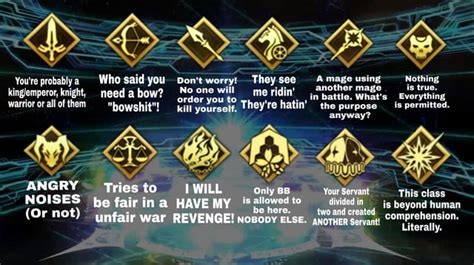 Fgo Servant Classes In A Nutshell Not Including Beast For Obvious