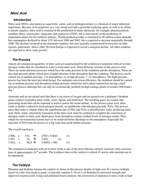 Nitric Acid and Hydrogen Cyanide Process | PDF | Nitric Acid | Ammonia