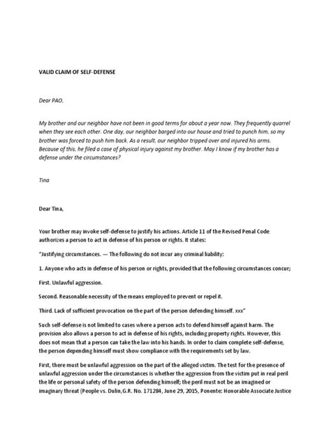 Valid Claim Of Self Defense Pdf Self Defense Criminal Law