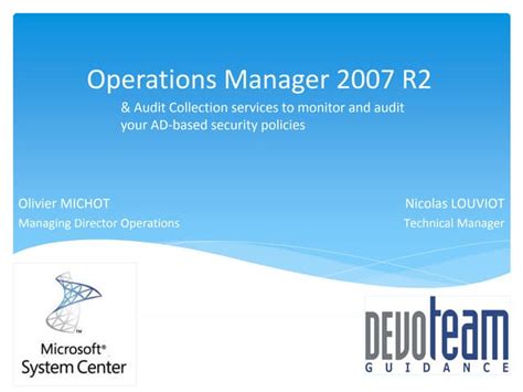 Scom 2007 And Audit Collection Services Ppt