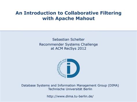 Introduction To Collaborative Filtering With Apache Mahout Ppt
