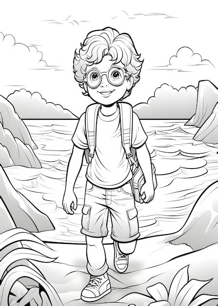 여름 컬러링 페이지 여름 윤 컬러링페이지 여름 풍경 라인 아트 컬러링 피드 여름 컬러팅 책 어른들 컬러팅 페이지 인공지능 생성 프리미엄 Ai 생성 이미지