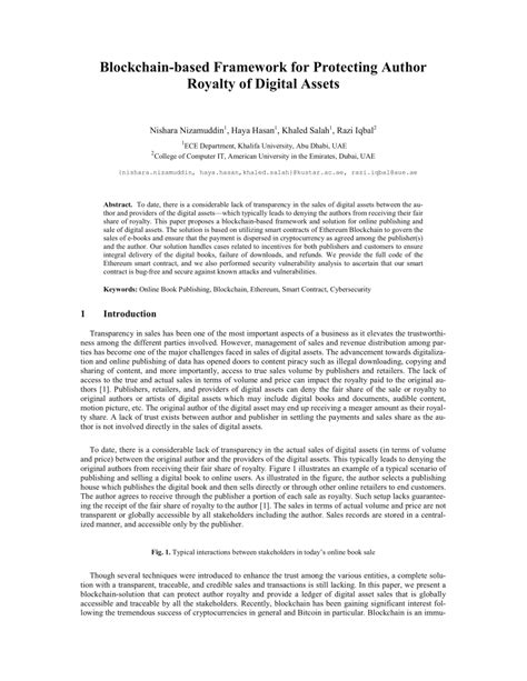 PDF Blockchain Based Framework For Protecting Author Royalty Of Digital Assets