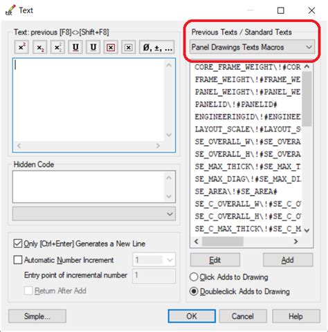 Panel Drawing Replacement Text Macros