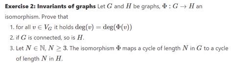 Solved Exercise 2 Invariants Of Graphs Let G And H Be Chegg Com