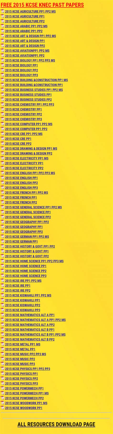 FREE 2015 KCSE KNEC PAST PAPERS KCSE REVISION
