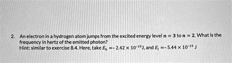 Solved An Electron In A Hydrogen Atom Jumps From The Excited Energy