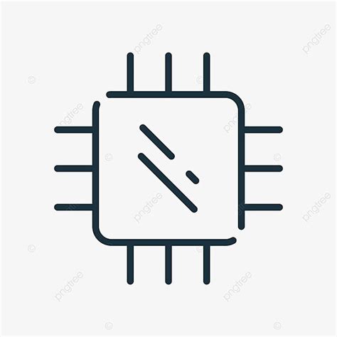 Linear Pictogram Of Computer Microchip Cpu Outline Icon With Editable Stroke On Isolated Vector
