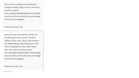 Does Not Match Memory Scopes Error In Bot Composer With Multiturn