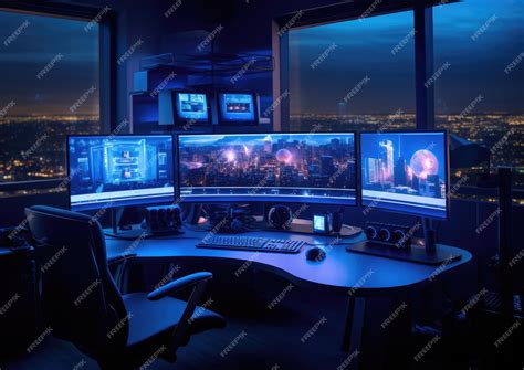 premium ai image a panoramic view of an editor s workspace showcasing