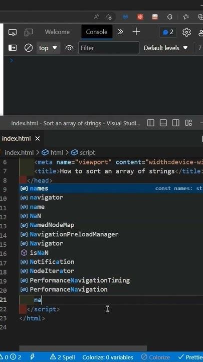 How To Sort An Array Of Strings In Javascript Shortsvideo Shortvideo
