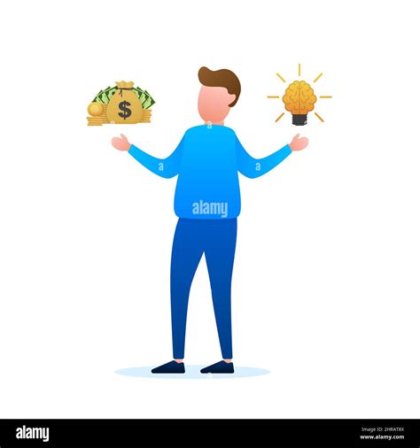 Man Choosing Between Two Options Idea And Money Vector Stock