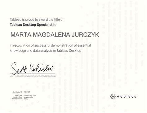 Tableau Tableaudesktopspecialist Bi Datavisualization… Marta Jurczyk
