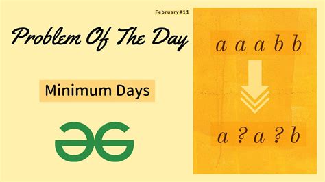 Minimum Days String Geeksforgeeks Youtube