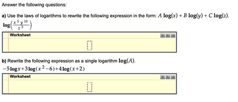 Solved Answer The Following Questions A Use The Laws Of