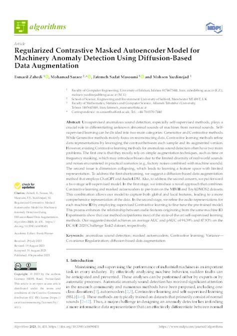 regularized contrastive masked autoencoder model for machinery anomaly