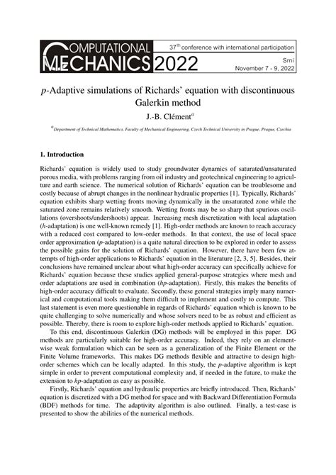 Pdf P Adaptive Simulations Of Richards Equation With Discontinuous