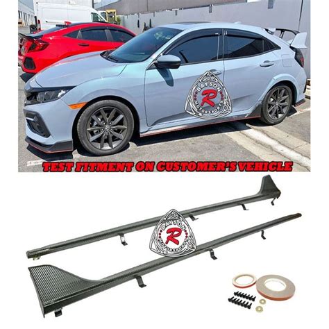 Bayson R Tr Style Side Skirts Carbon Look For 2016 2021 Honda Civic