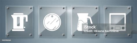 전자 저울 주전자 유리에 물 도마 및 전기 주전자를 놓습니다 정사각형 유리 패널 벡터 규모에 대한 스톡 벡터 아트 및 기타 이미지 Istock