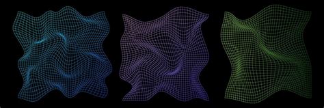 Distorted Neon Grid Pattern Warped Mesh Texture Retro Punk Design