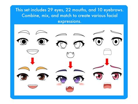 50 Procreate Chibi Character Creator Stamps Bundle Free Chibi Base Included High Quality