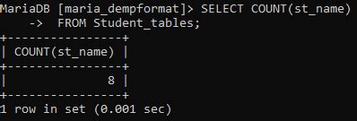 MariaDB COUNT Functions GeeksforGeeks