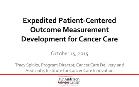 Expedited Patient Centered Outcome Measurement Development For Cancer Care Ppt