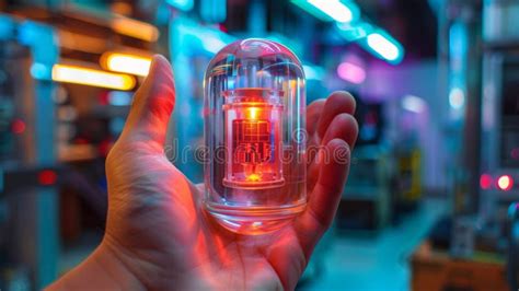 A Scientist In A Lab Conducting An Experiment With A Fluorescent Sample