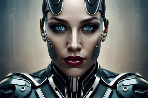 Premium Photo A Woman With A Robot Face And A Face Painted In Silver