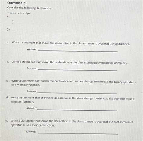 solved question 2 consider the following declaration class