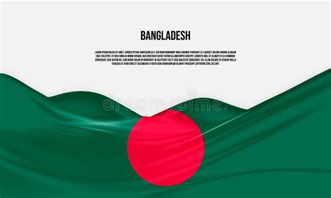 Bangladesh Flag Design Waving Bangladeshi Flag Made Of Satin Or Silk Fabric Stock Vector