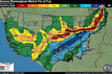 Map Indicates A Severe Weather Alert Highlighting Various States With