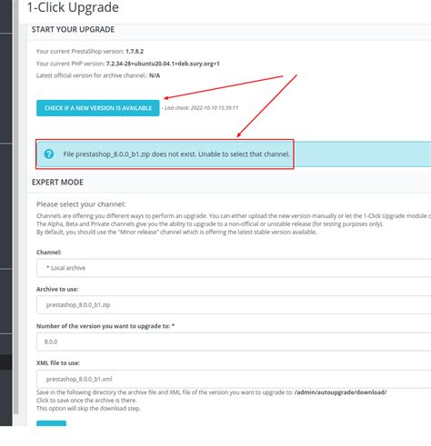 bo an error when upgrade from 1 7 to 1 7 8 or to 8 0 when the zip and