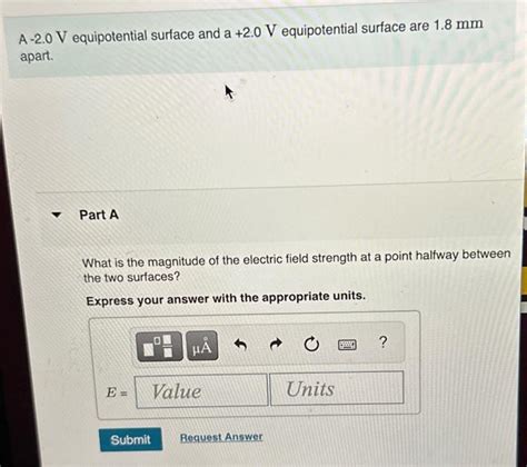 Solved A 2 0 V Equipotential Surface And A 2 0 V