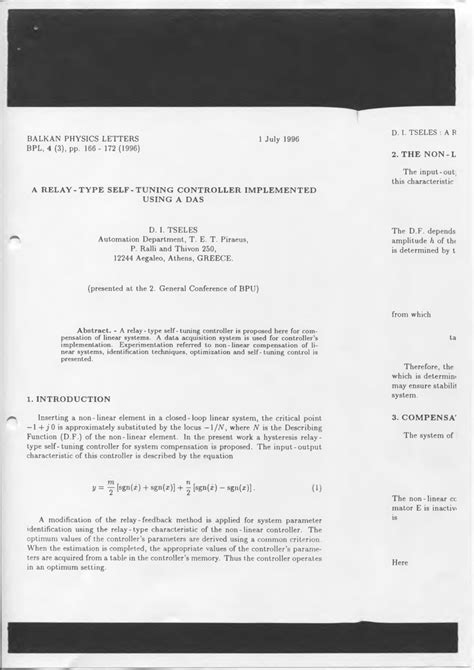 Pdf A Relay Type Self Tuning Controller Implemented Using A Das