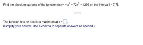 Solved Find The Absolute Extrema Of The Function Chegg