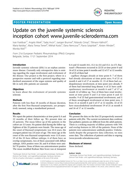 Pdf Fri0537 Update On The Juvenile Systemic Sclerosis Inception