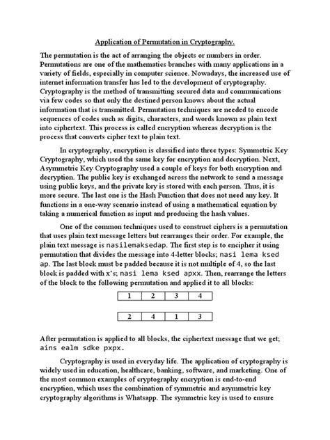 Application Permutation In Cryptography Pdf Cryptography Public